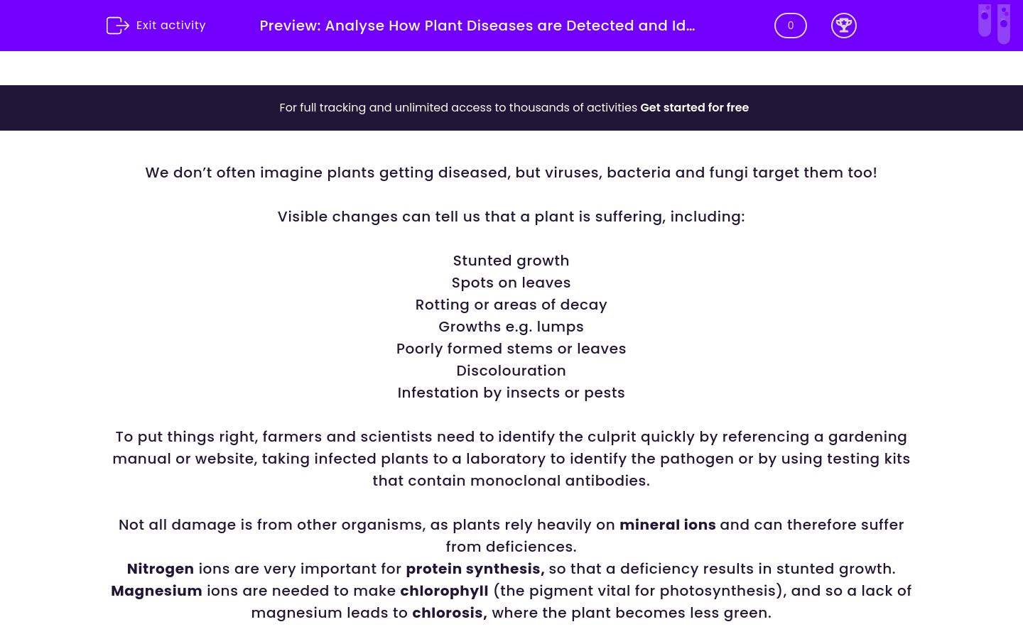 Analyse How Plant Diseases are Detected and Identified Worksheet - EdPlace