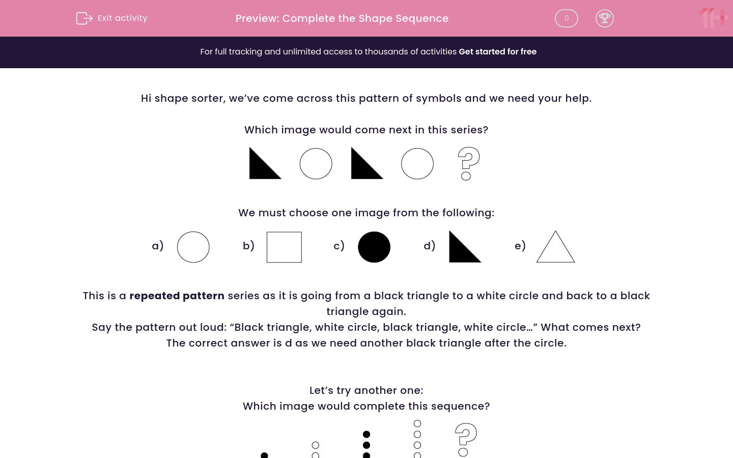 Complete the Shape Sequence Worksheet - EdPlace