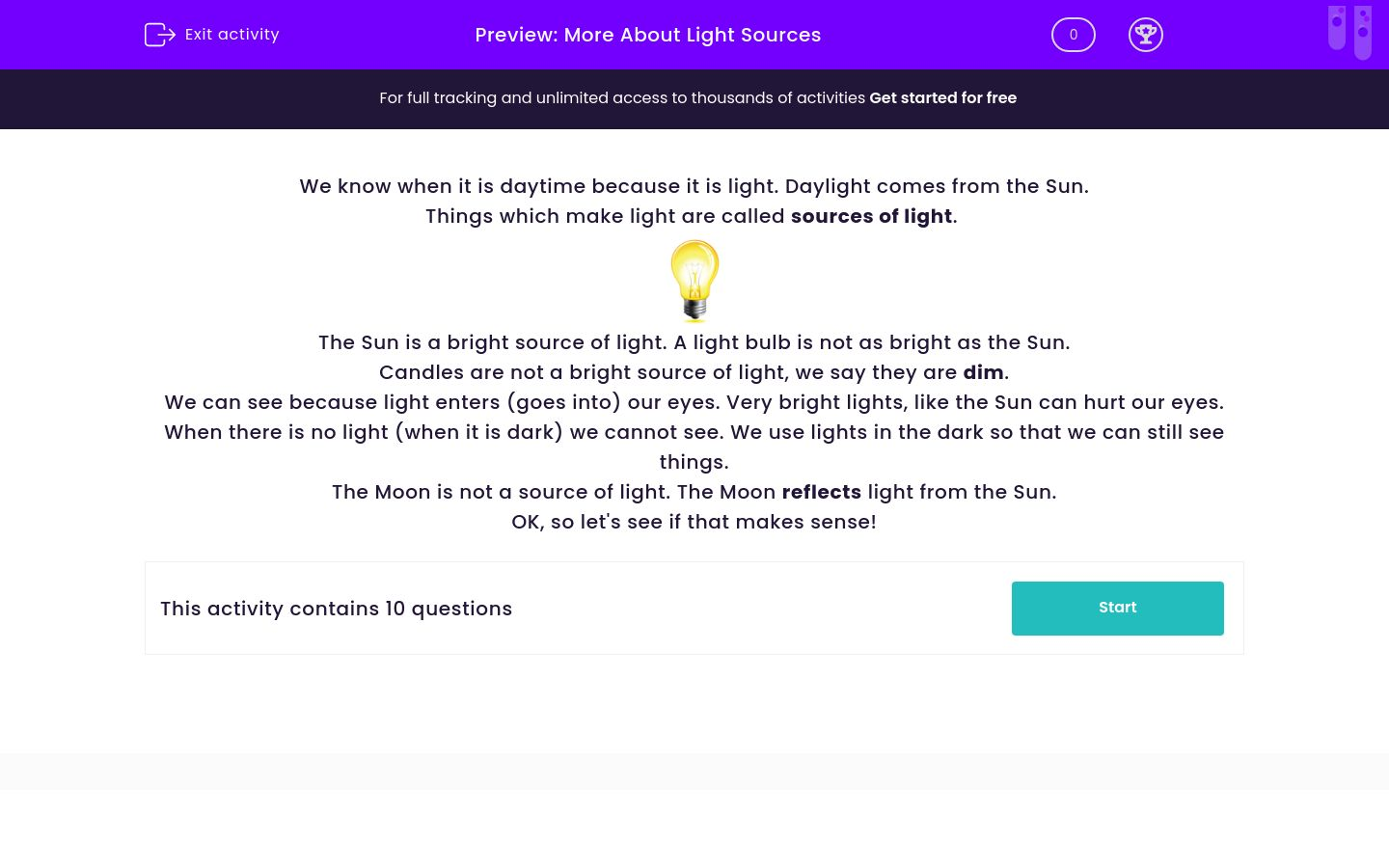Learn About Light Sources Worksheet - EdPlace