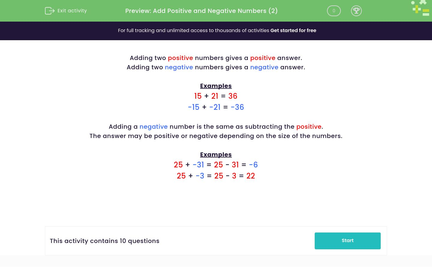Add Positive and Negative Numbers Worksheet - EdPlace