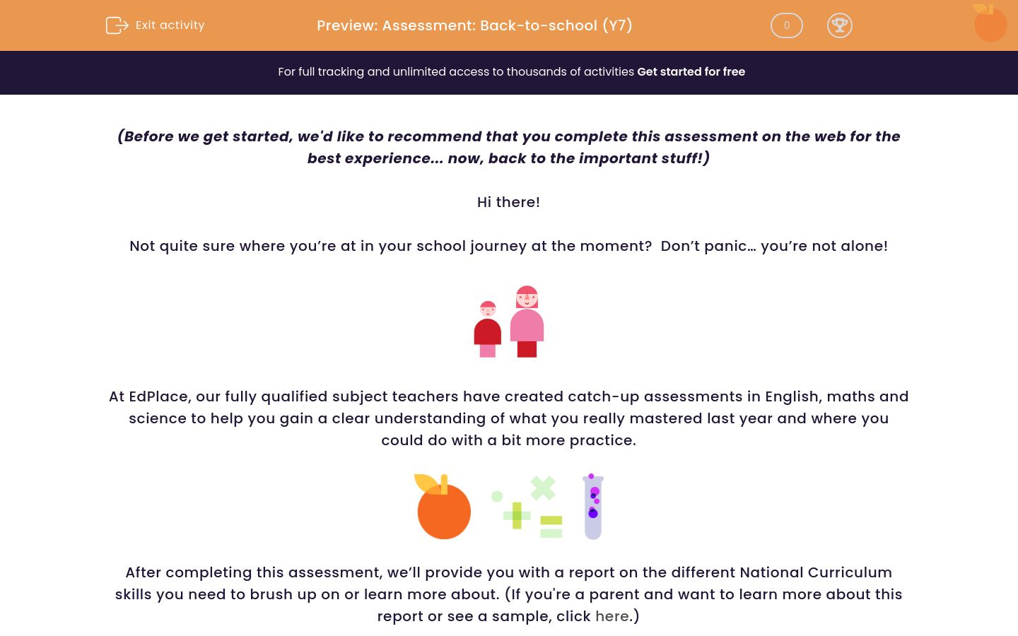 Assessment: Back-to-school Worksheet - EdPlace