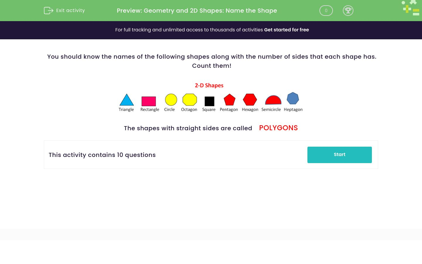 Name the 2D Shape Worksheet - EdPlace