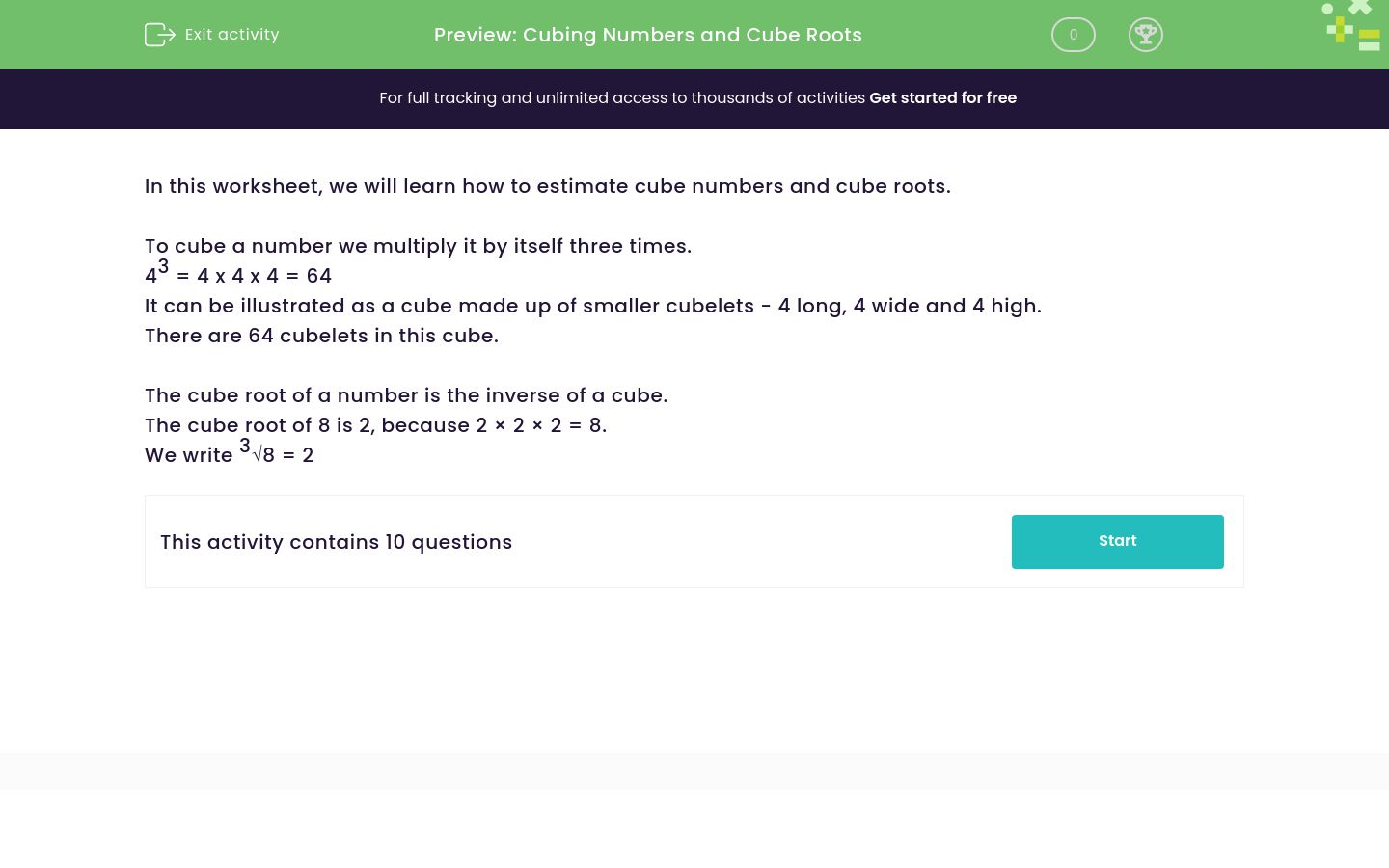 Find the Cube and Cube Roots of Numbers Worksheet - EdPlace