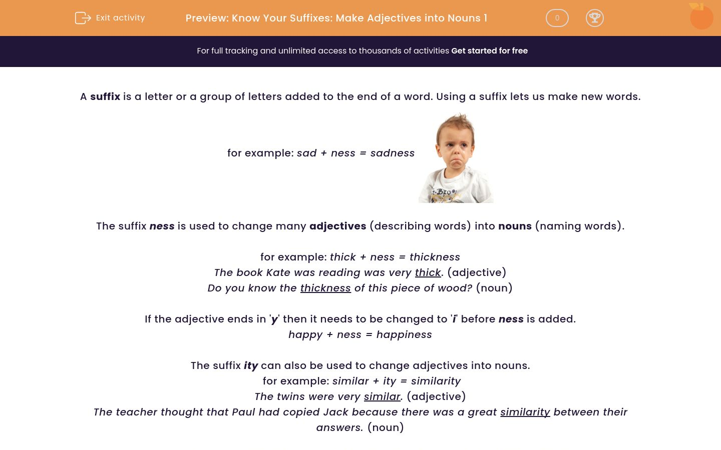 Know Your Suffixes: Make Adjectives into Nouns Worksheet - EdPlace