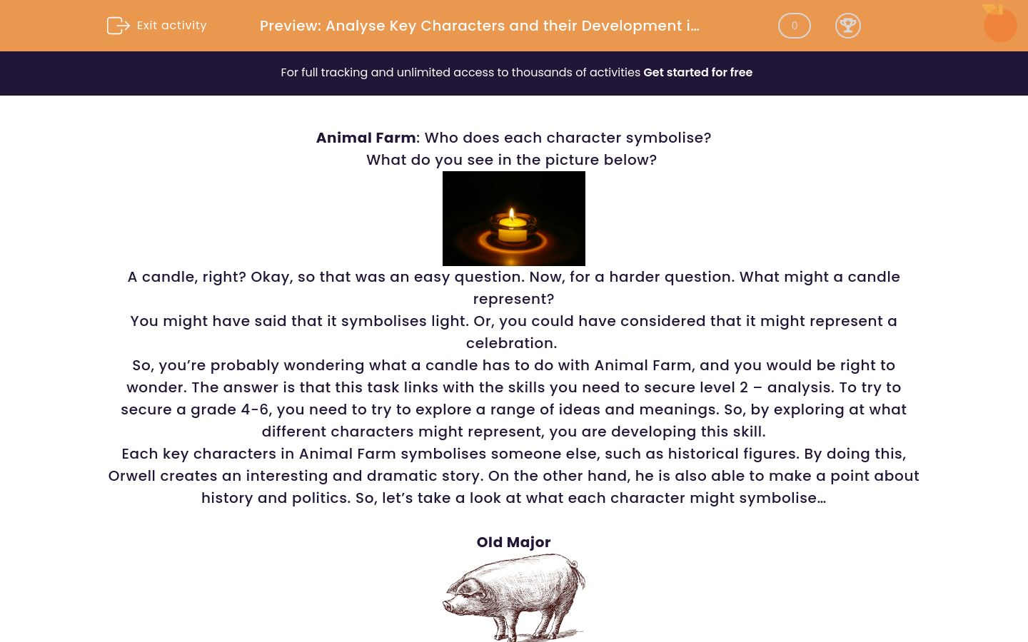 Analyse Key Characters and their Development in Animal Farm Worksheet ...