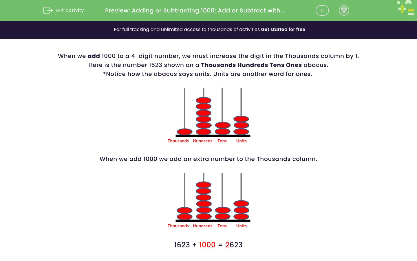 Add or Subtract 1,000 With Four-Digit Numbers Worksheet - EdPlace