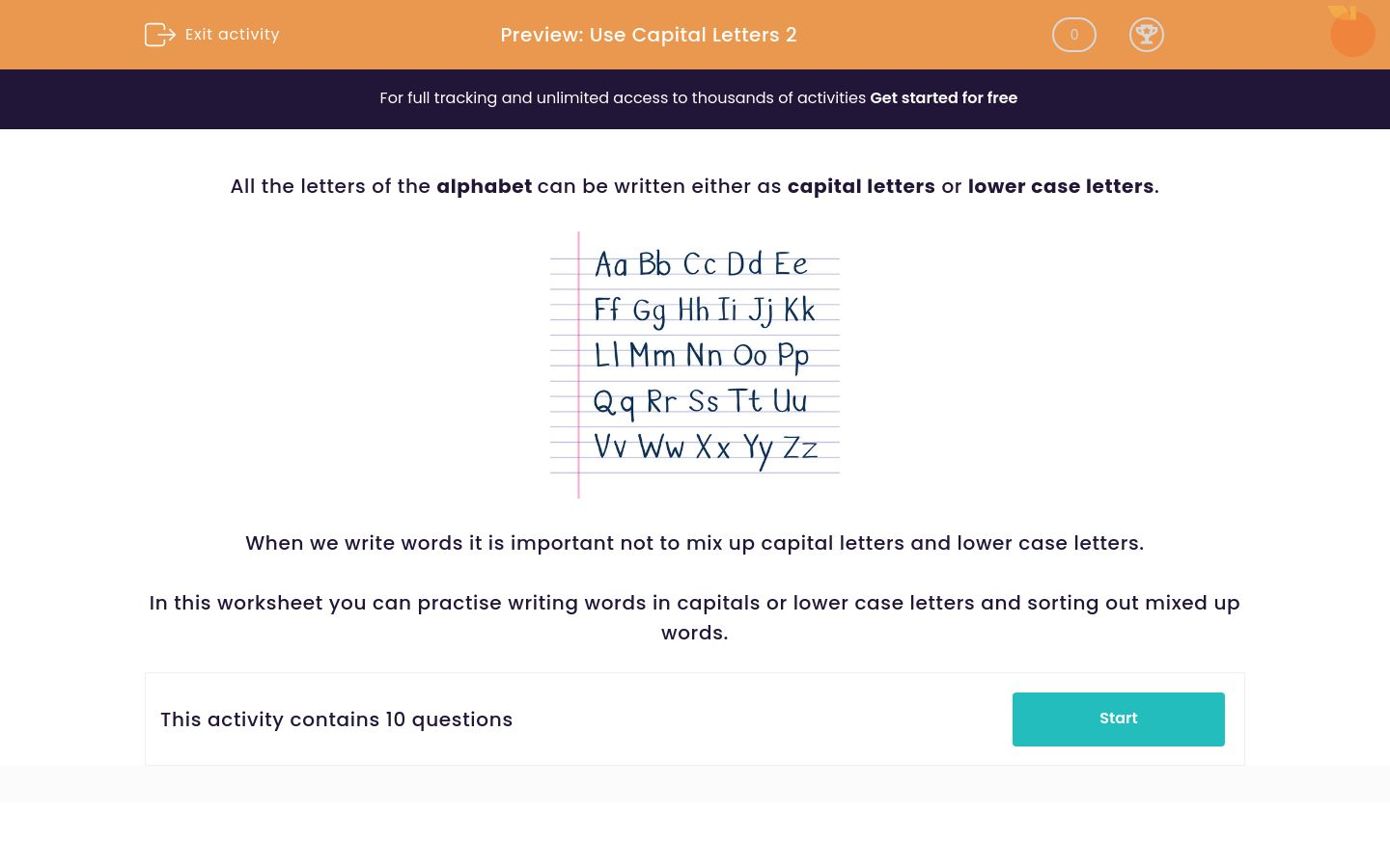 Recognise Capital and Lower Case Letters Worksheet - EdPlace