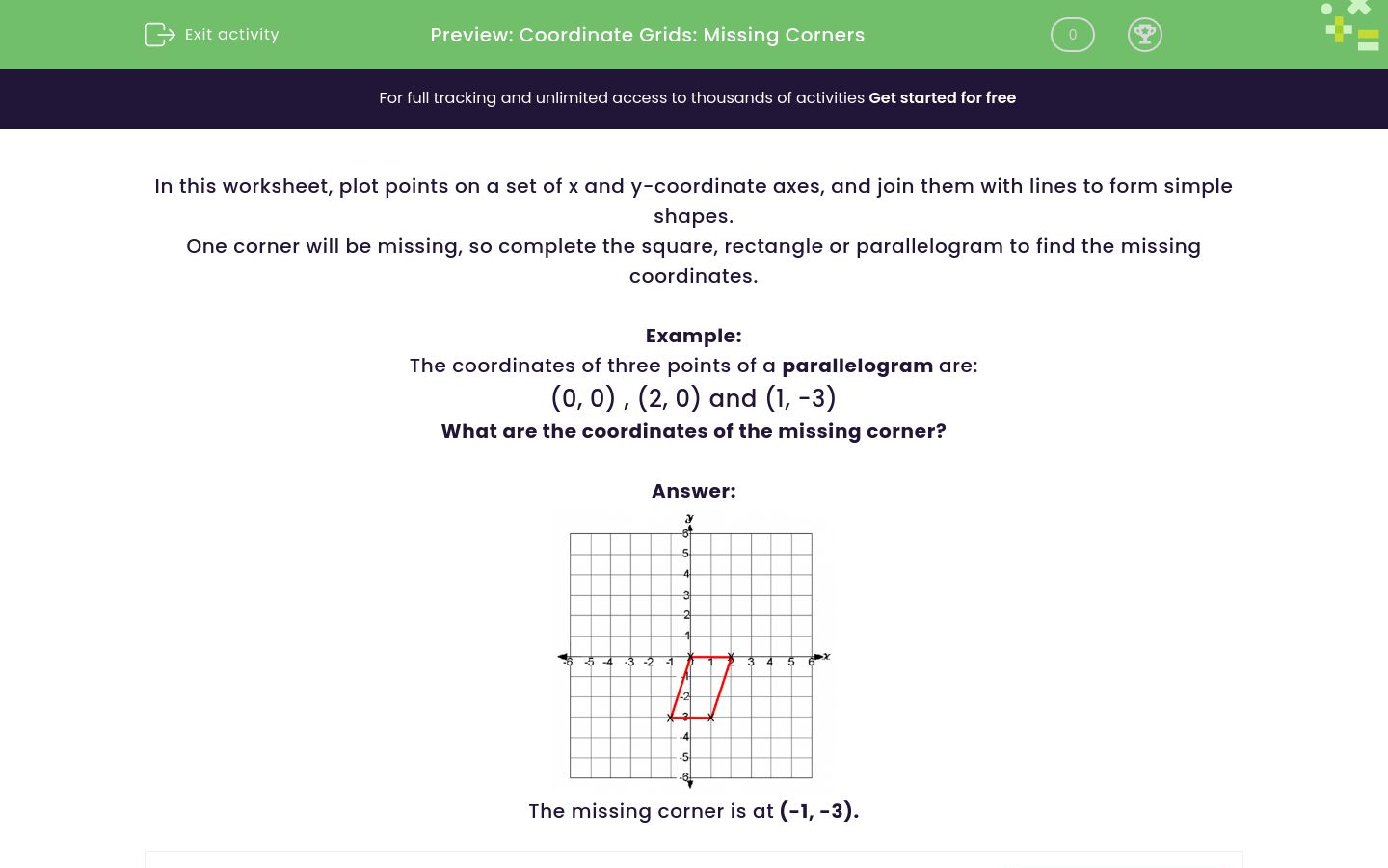 Find Missing Coordinates to Complete a Shape Worksheet - EdPlace