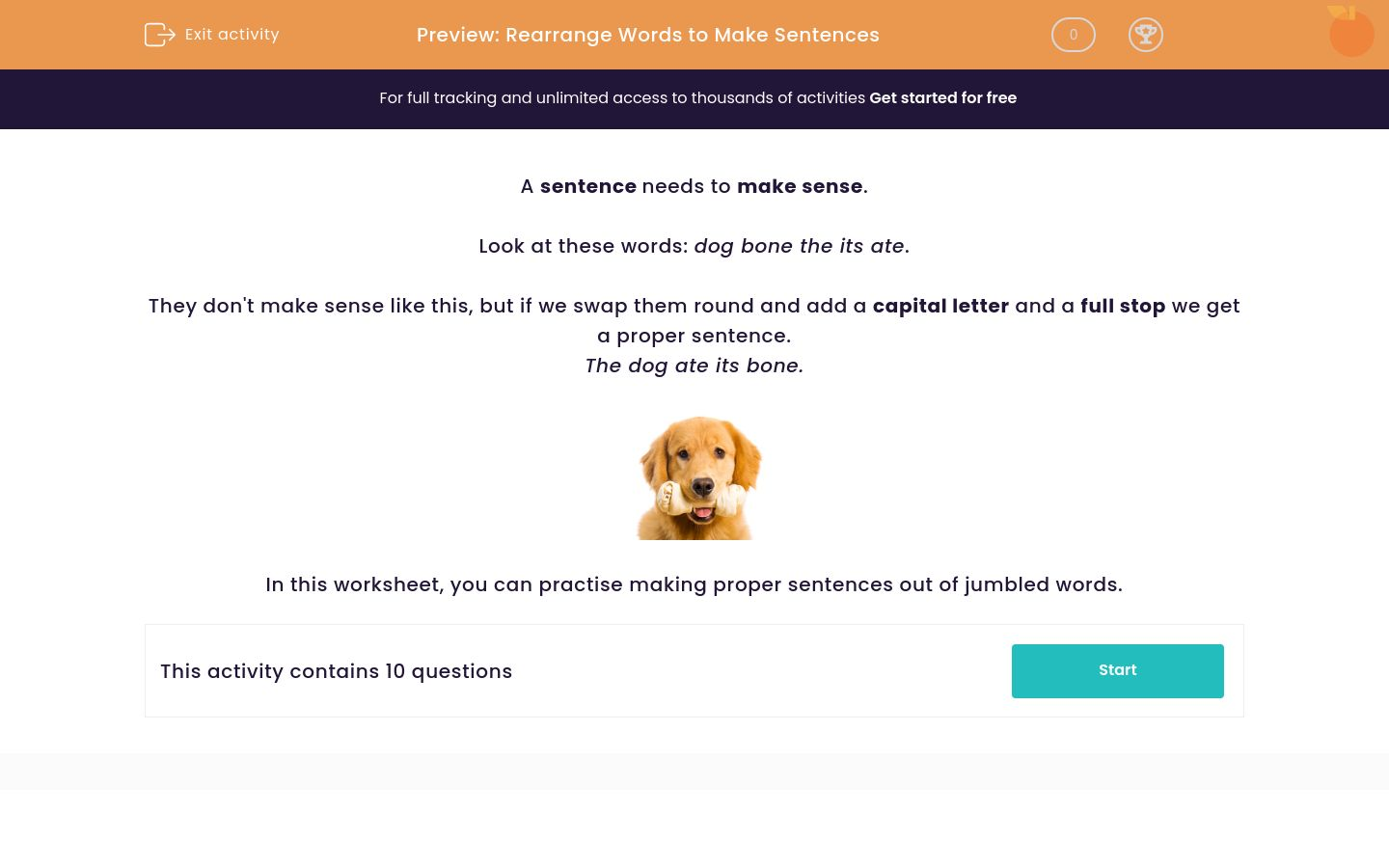 Rearrange Words to Make Sentences Worksheet - EdPlace