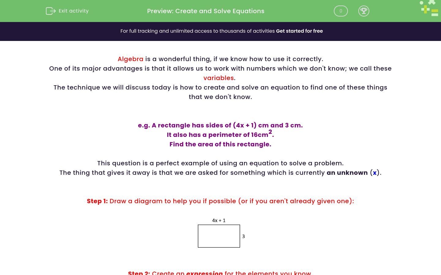 Create and Solve Equations Worksheet - EdPlace