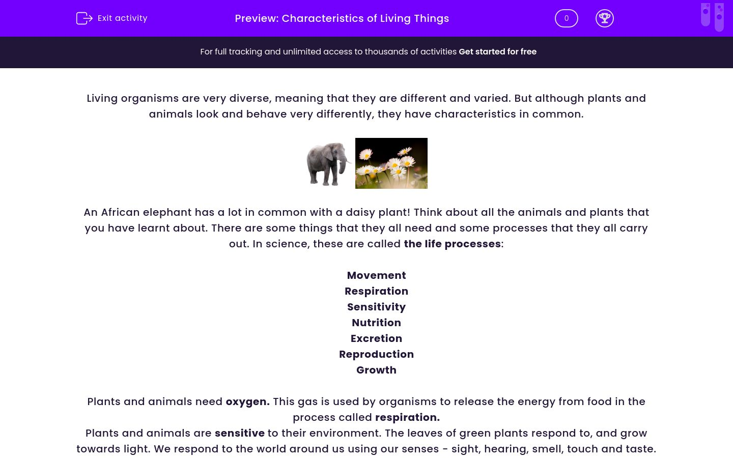 Understand the Characteristics of Living Things Worksheet - EdPlace