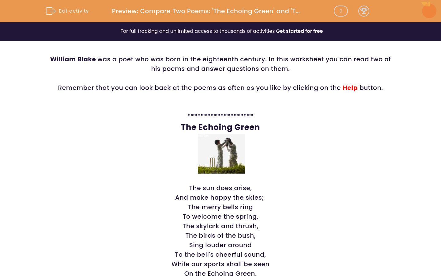 Compare Two Poems: 'The Echoing Green' and 'The Chimney Sweeper ...