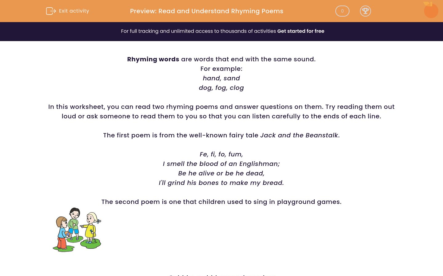 Read and Understand Rhyming Poems Worksheet - EdPlace