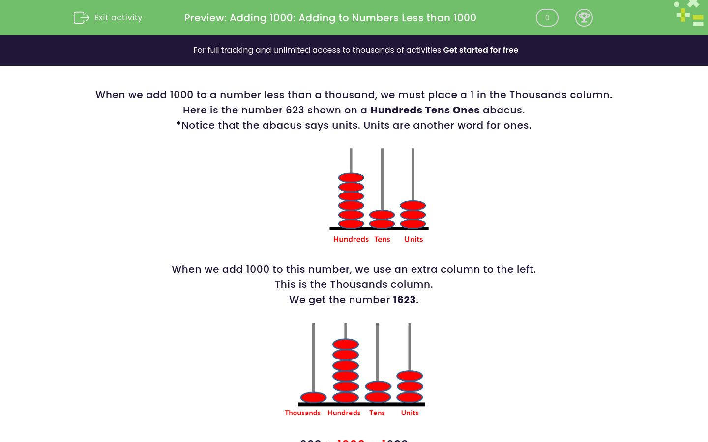 Add 1,000 to Numbers that are Less than 1,000 Worksheet - EdPlace