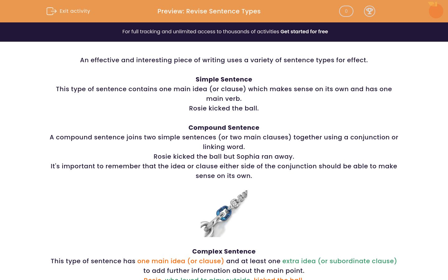 Revise Sentence Types Worksheet - EdPlace