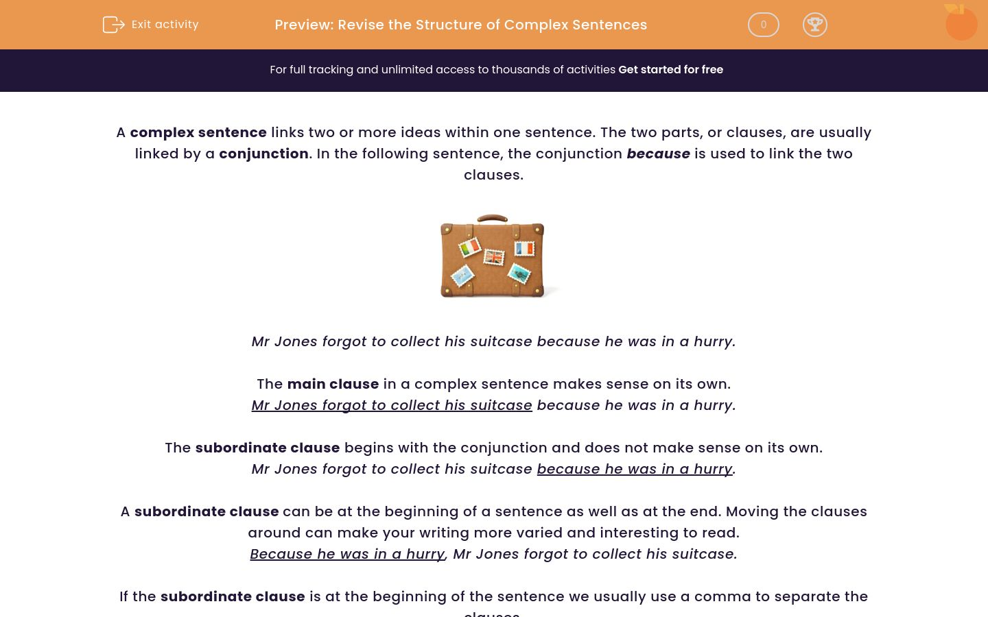 Revise the Structure of Complex Sentences Worksheet - EdPlace