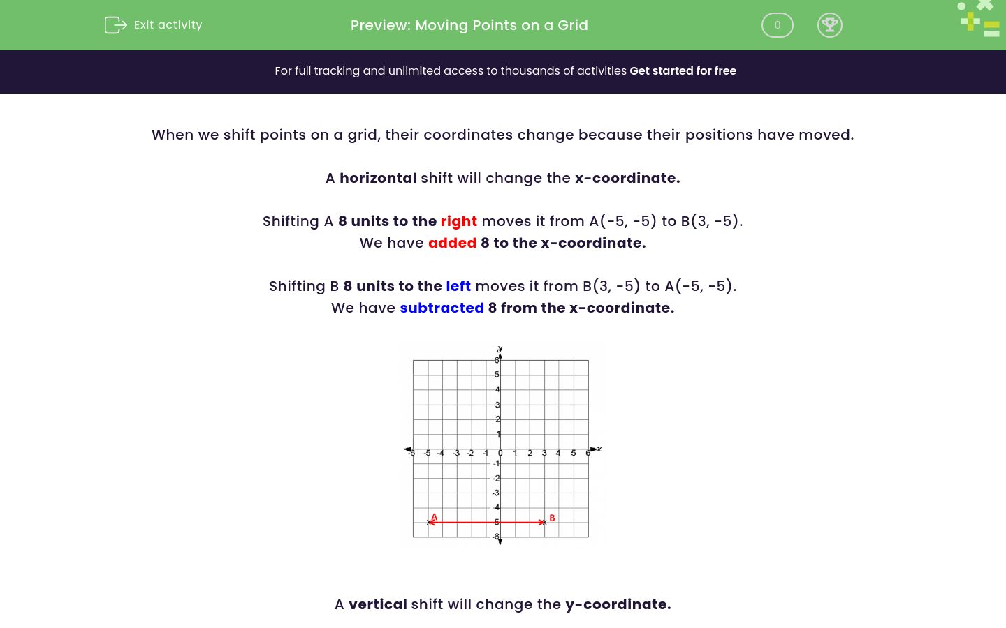Move Points on a Grid Worksheet - EdPlace