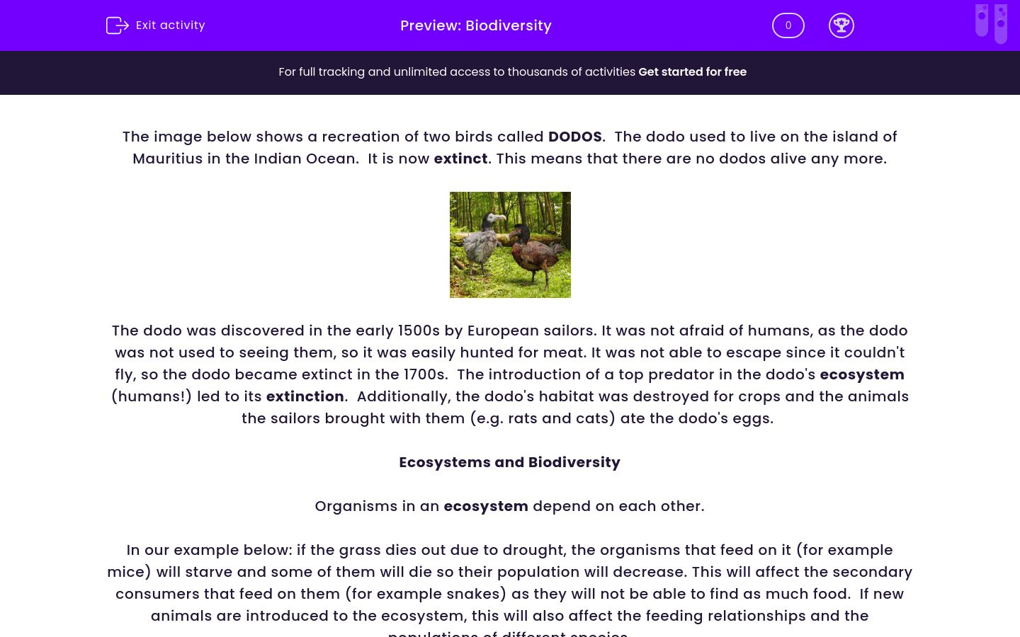 Recognise the Importance of Biodiversity Worksheet - EdPlace
