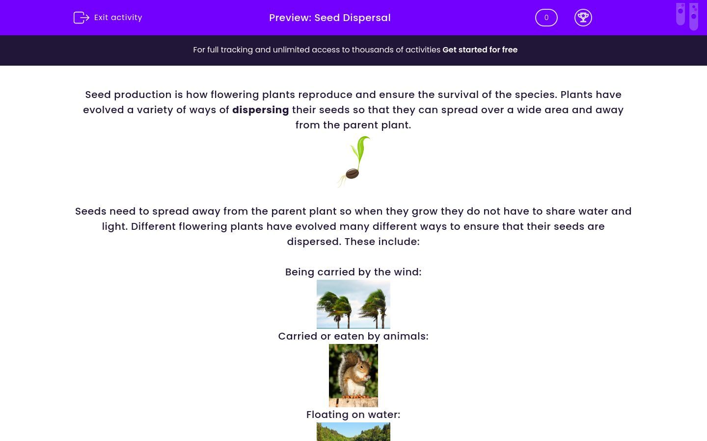 Understand Seed Dispersal Worksheet - EdPlace