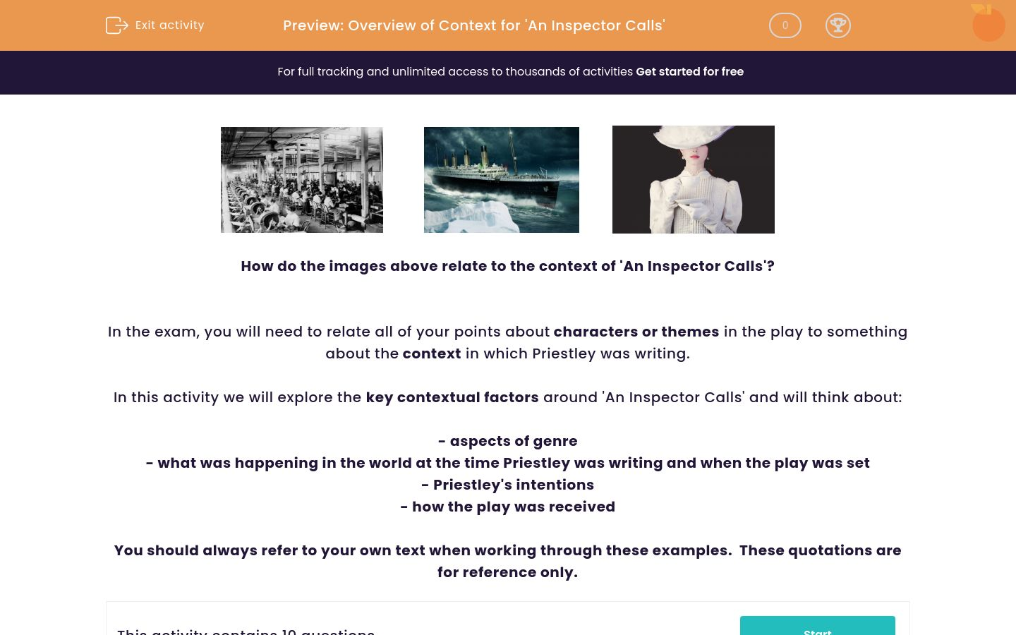 Overview of Context for 'An Inspector Calls' Worksheet - EdPlace