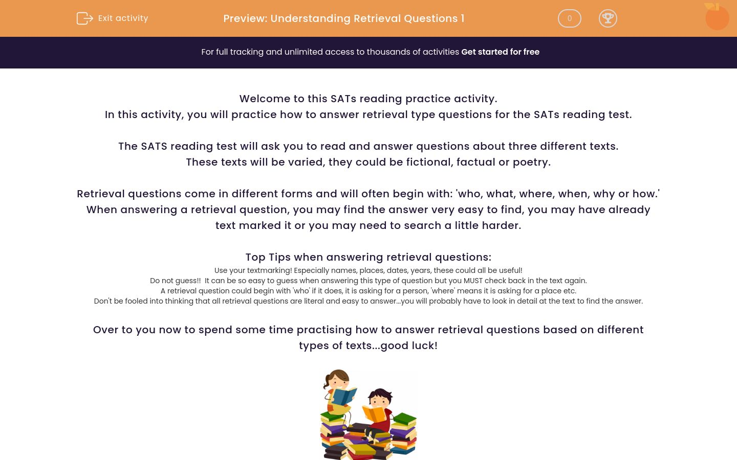 Understanding Retrieval Questions 1 Worksheet - EdPlace