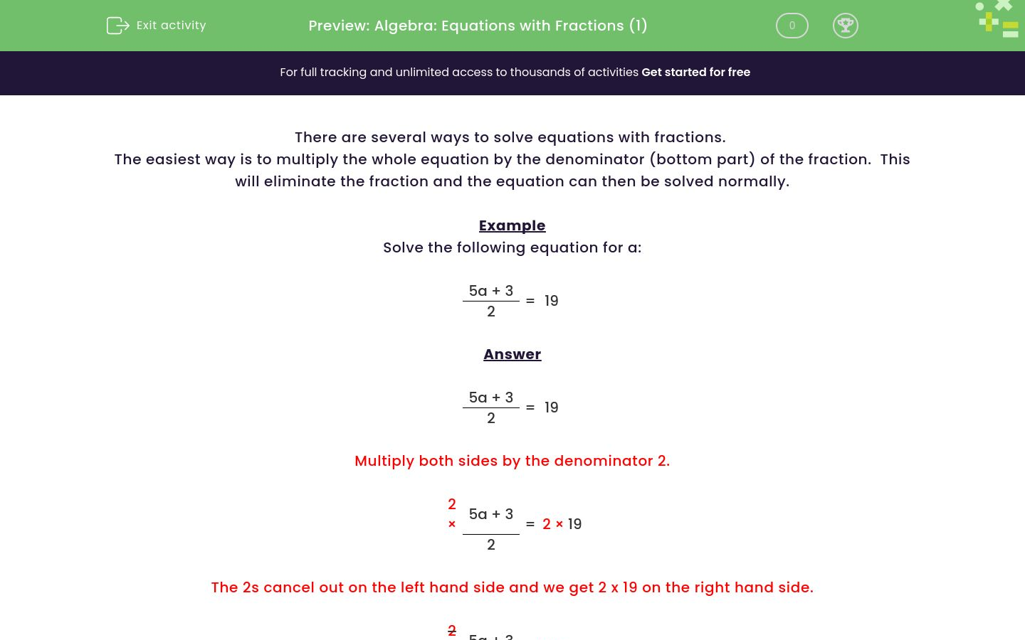 Solve Equations with Fractions Worksheet - EdPlace