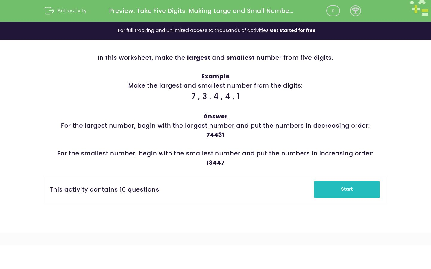 Make the Largest and Smallest Number from Five Digits Worksheet - EdPlace
