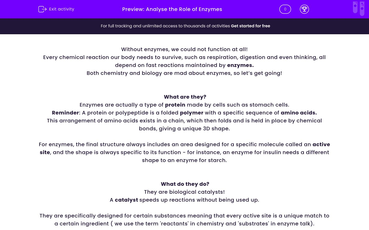 Analyse the Role of Enzymes Worksheet - EdPlace