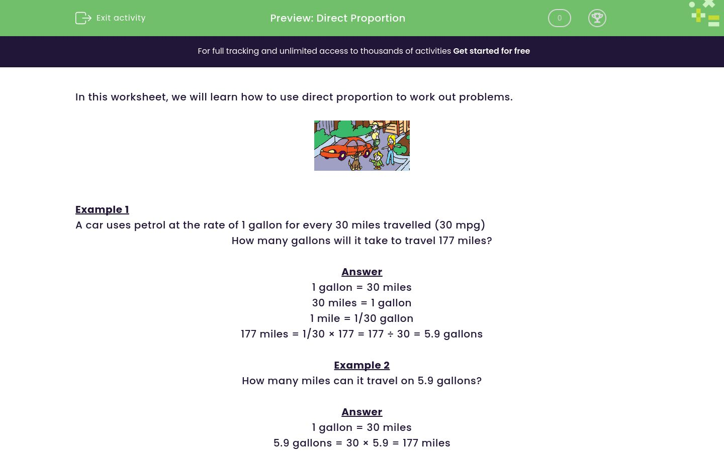 Use Direct Proportion to Solve Problems Worksheet - EdPlace