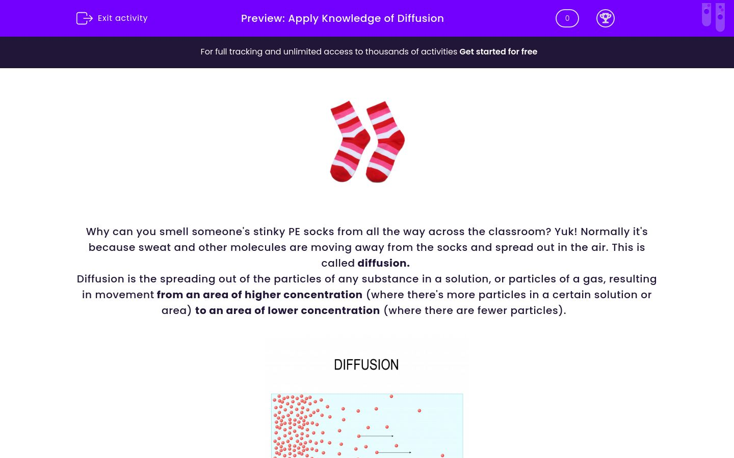 Apply Knowledge of Diffusion Worksheet - EdPlace