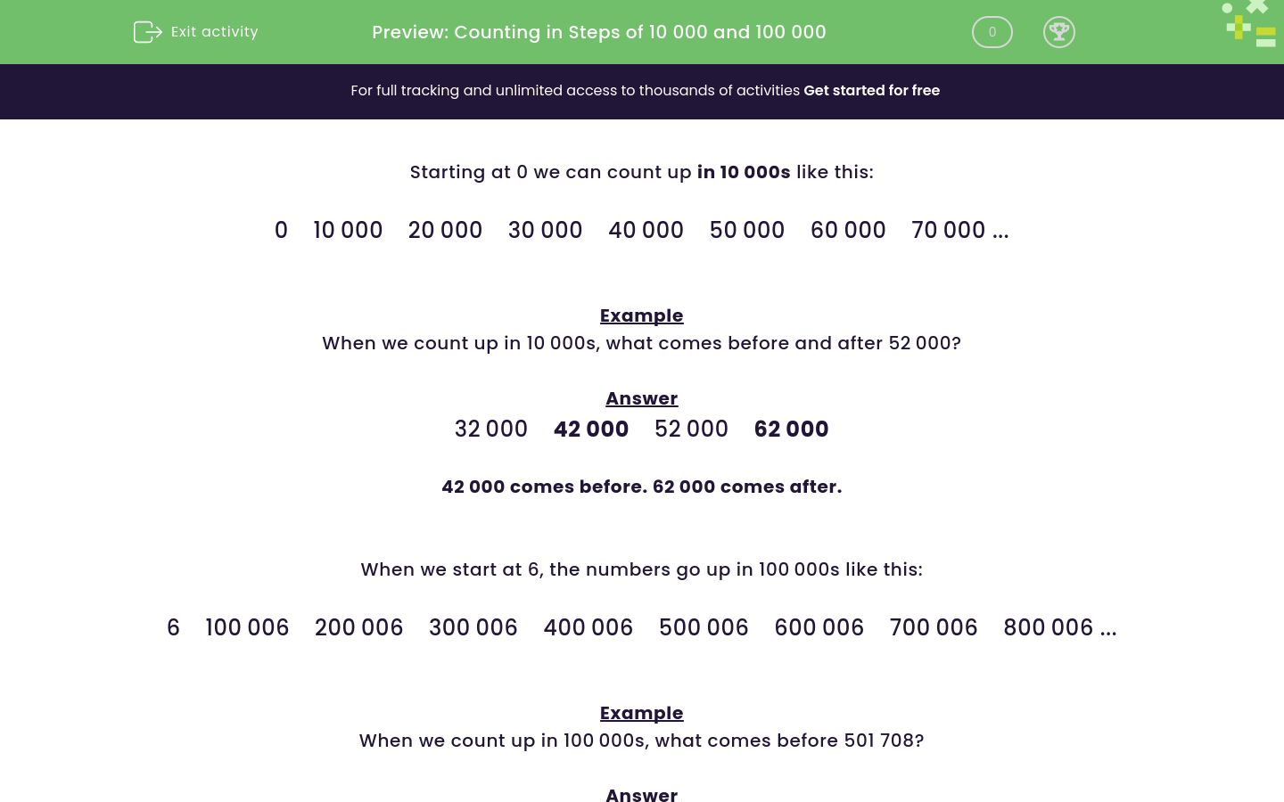 Count in Steps of 10 000 and 100 000 Worksheet - EdPlace