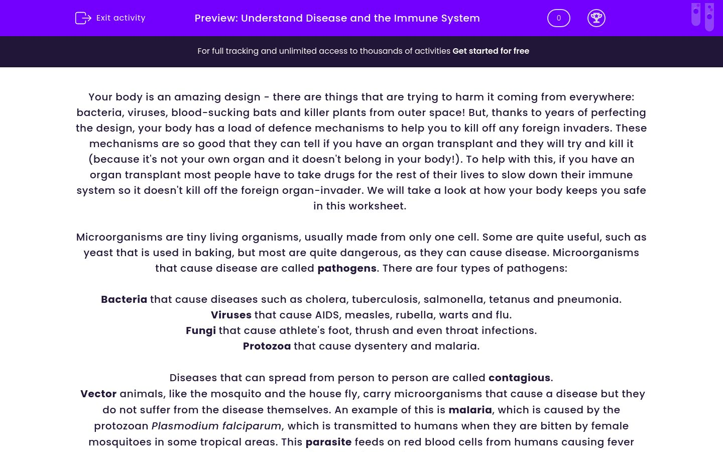 Understand Disease and the Immune System Worksheet - EdPlace