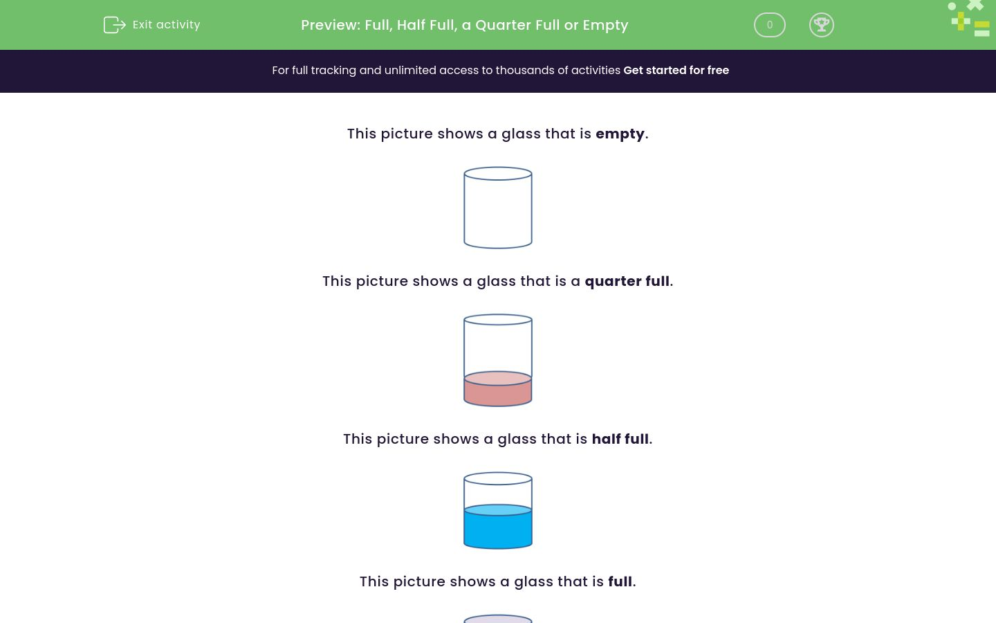 Recognise Whether a Container is Full, Half Full, Quarter Full or Empty ...