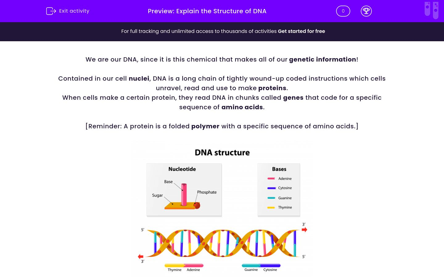 Explain the Structure of DNA Worksheet - EdPlace