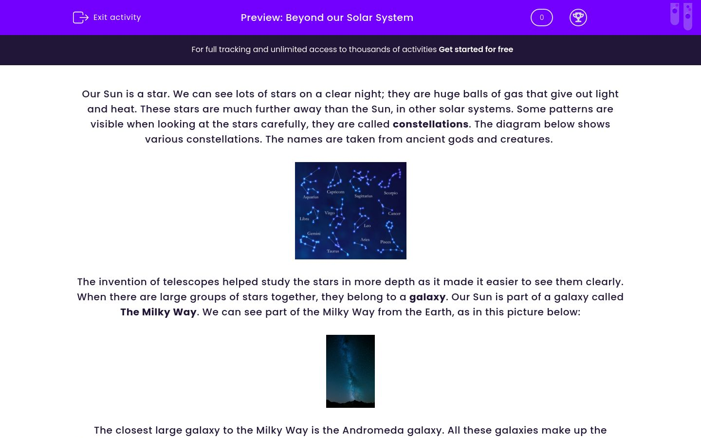 Look Beyond our Solar System Worksheet - EdPlace