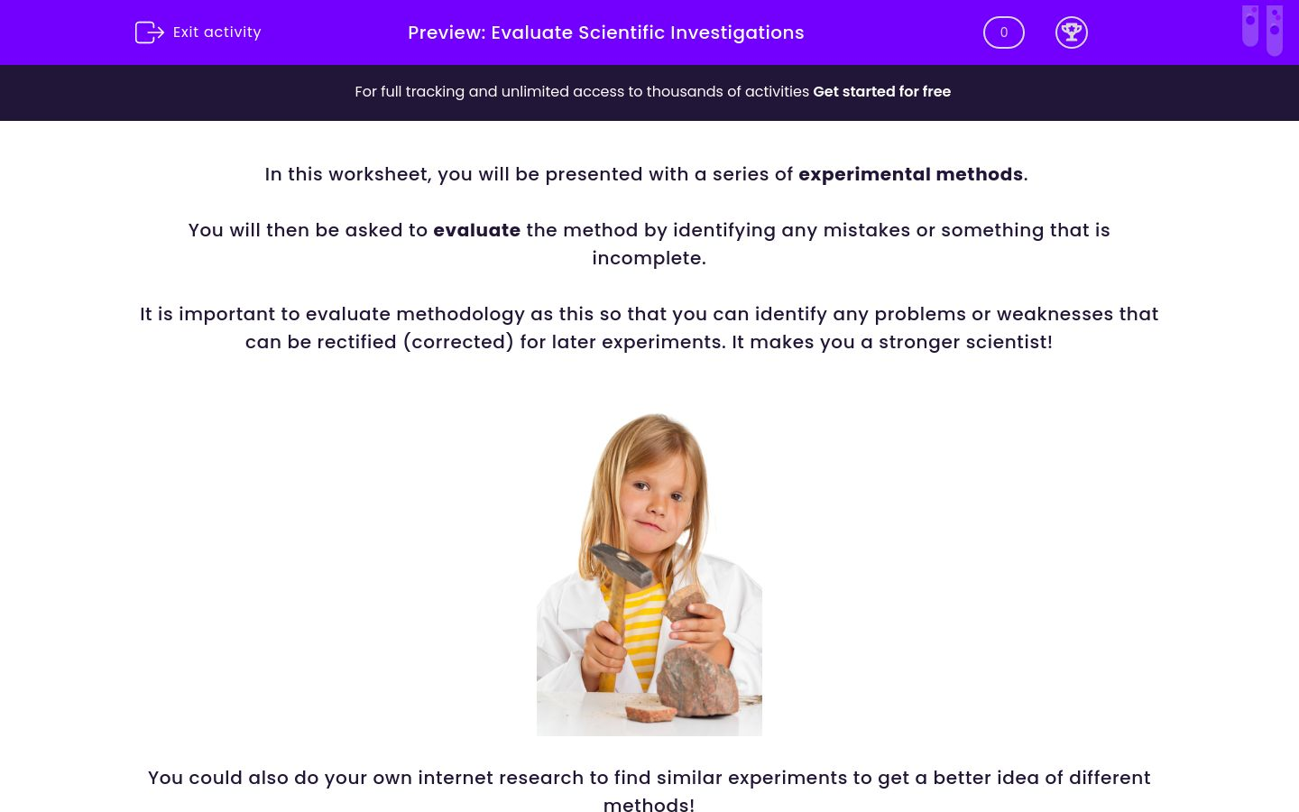 Evaluate Scientific Investigations Worksheet - EdPlace