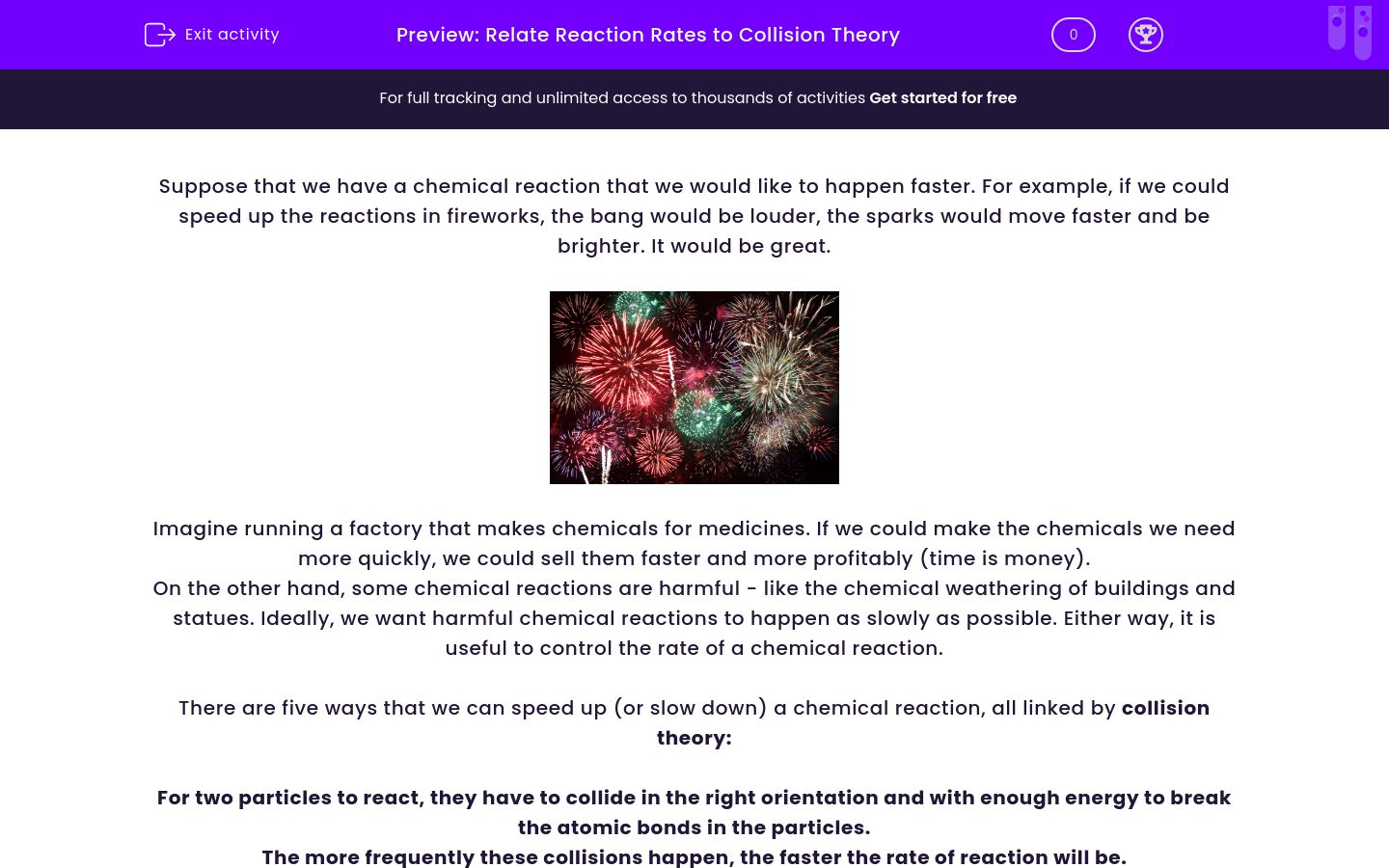 Relate Reaction Rates to Collision Theory Worksheet - EdPlace