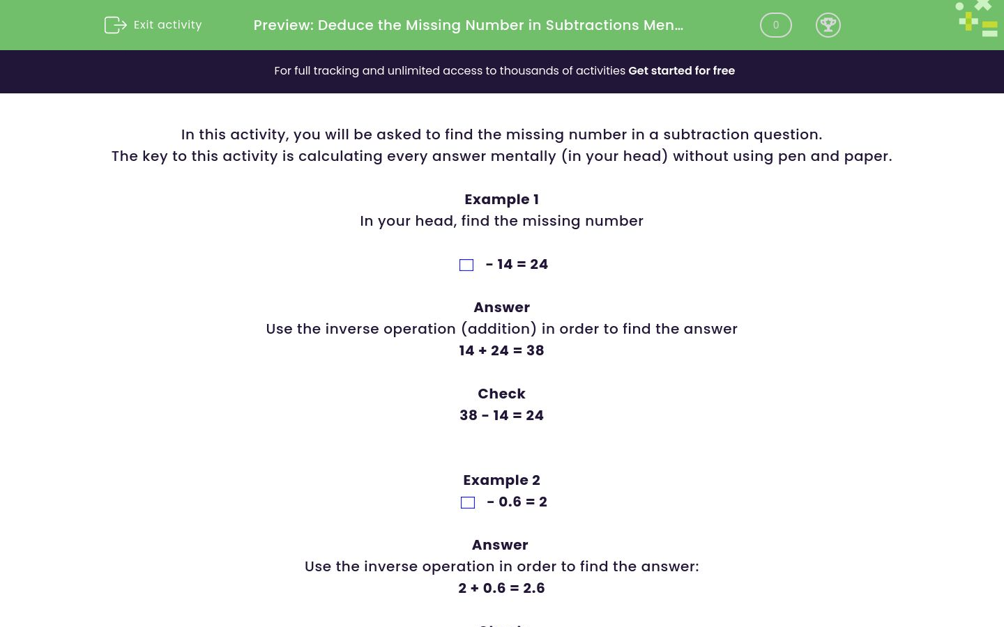 Use Mental Methods to Solve Subtraction Problems Worksheet - EdPlace
