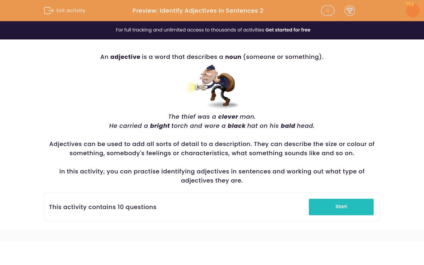Investigate the Use of Adjectives in Sentences Worksheet - EdPlace
