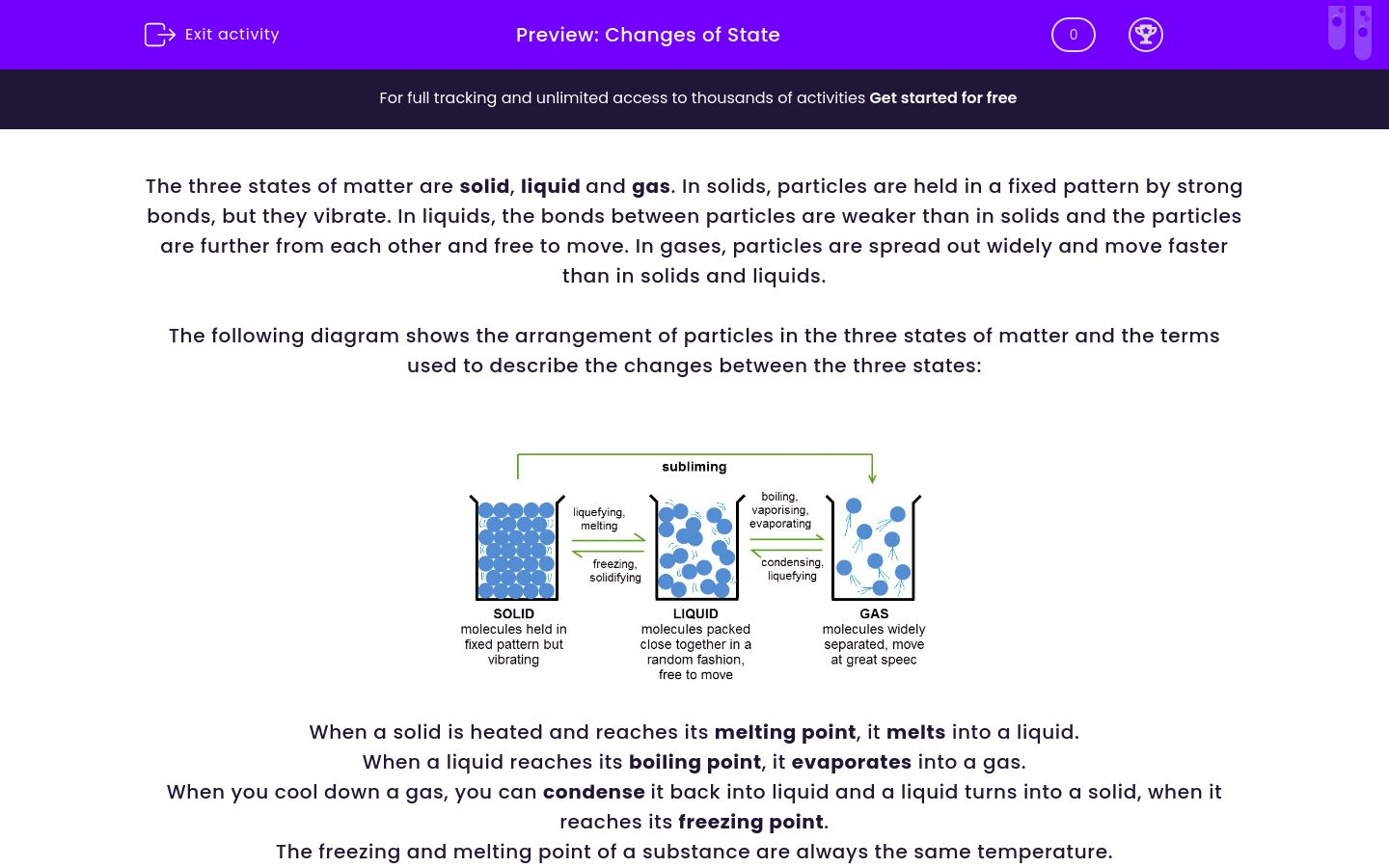 Understand Changes of State Between Solids, Liquids and Gases Worksheet ...