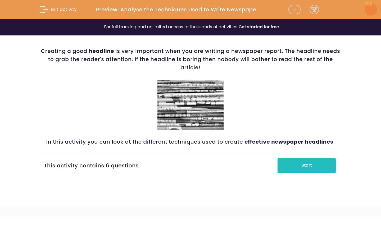 Analyse Techniques Used to Write Newspaper Headlines Worksheet - EdPlace