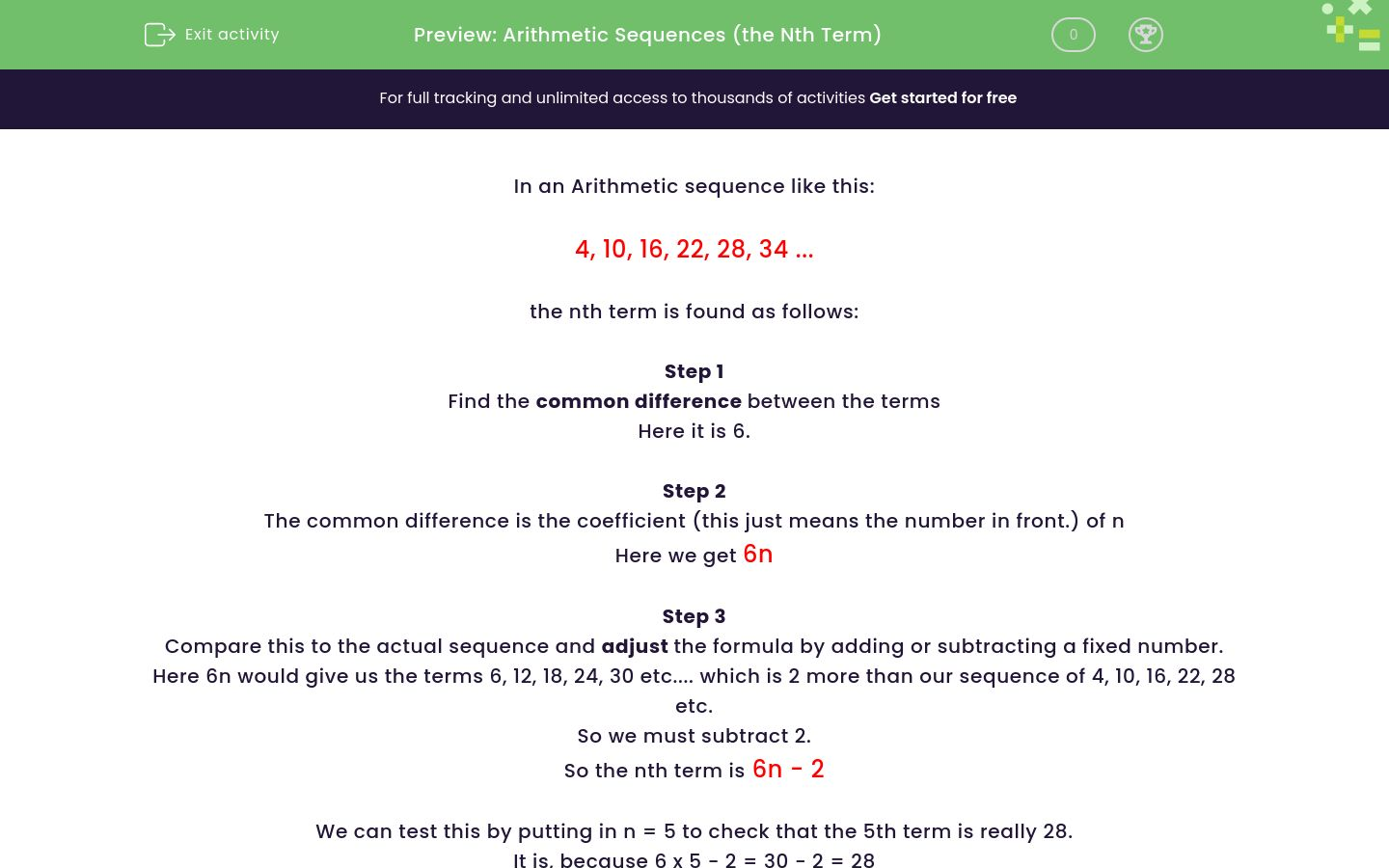 Find the nth Term in Arithmetic Sequences Worksheet - EdPlace