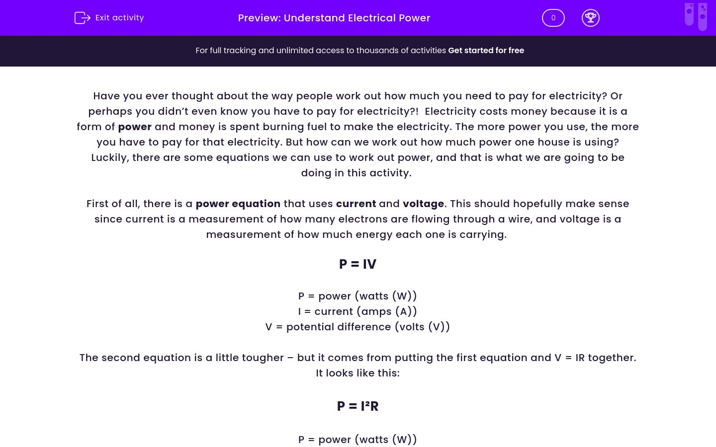 Understand Electrical Power Worksheet - EdPlace
