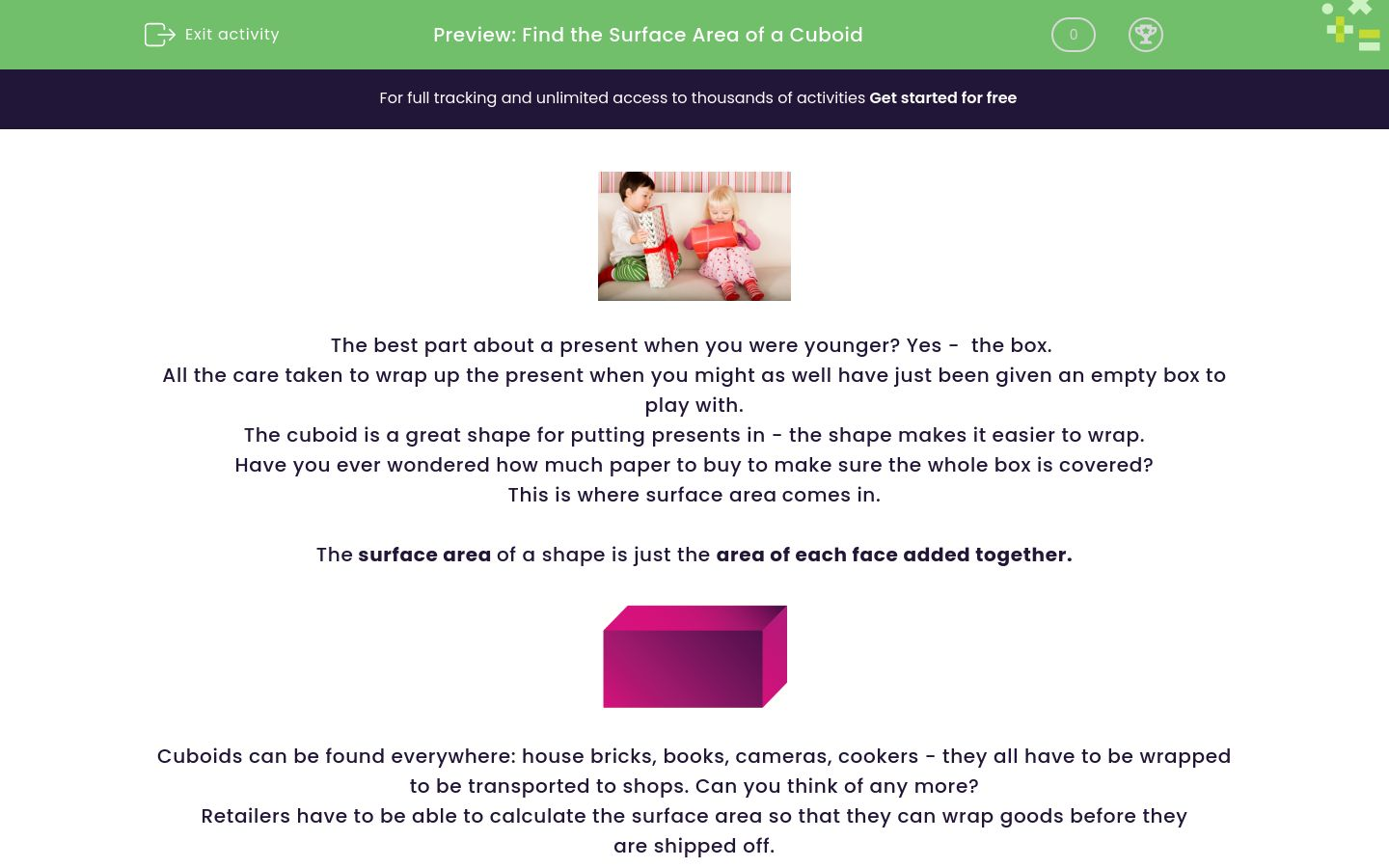 Find the Surface Area of a Cuboid Worksheet - EdPlace