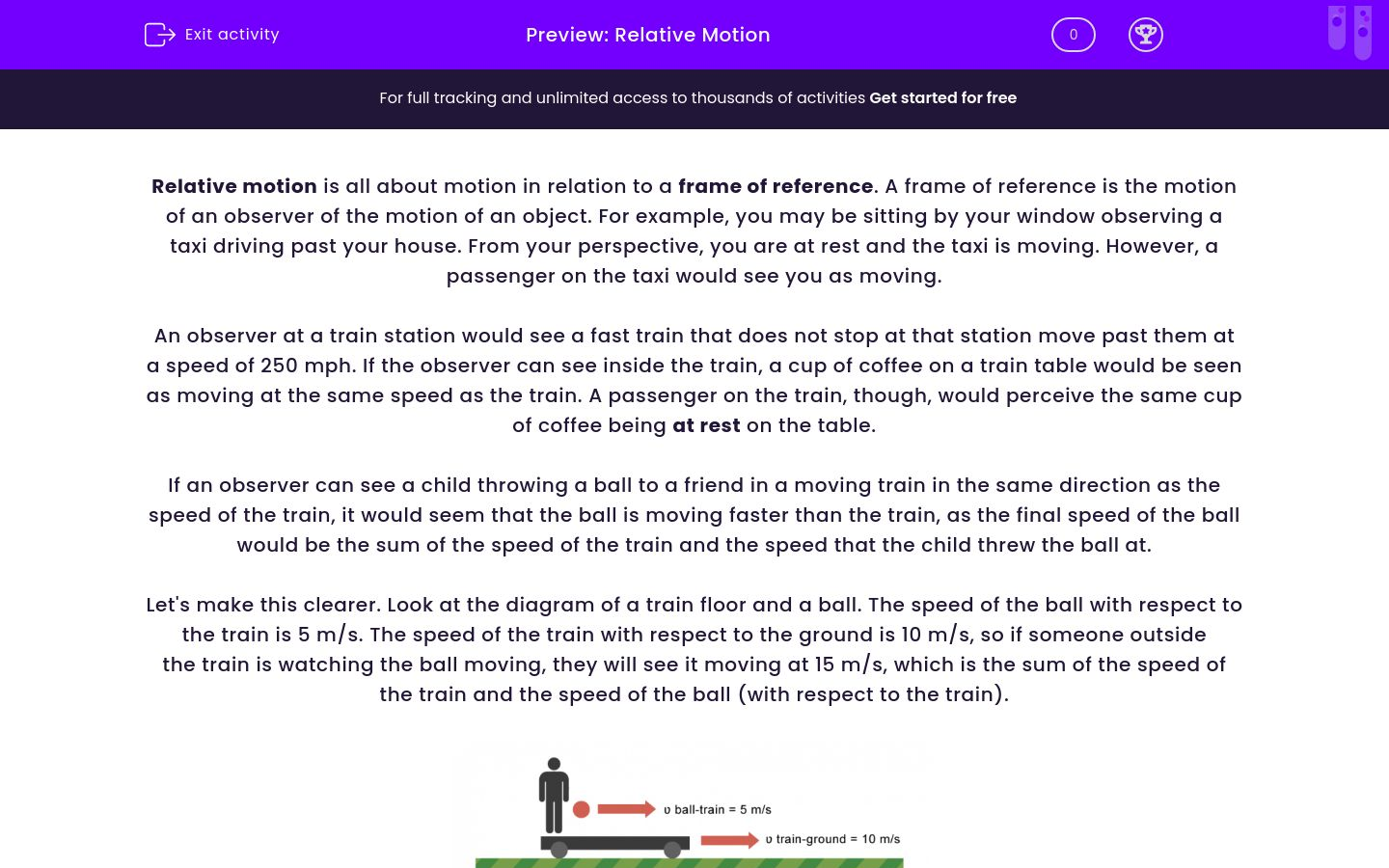 Describe Velocity and Calculate Relative Motion Worksheet - EdPlace
