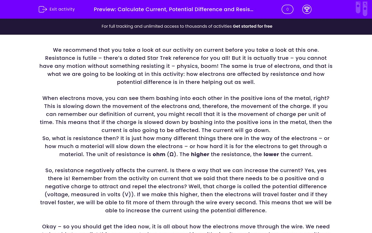 Calculate Current, Potential Difference and Resistance Worksheet - EdPlace