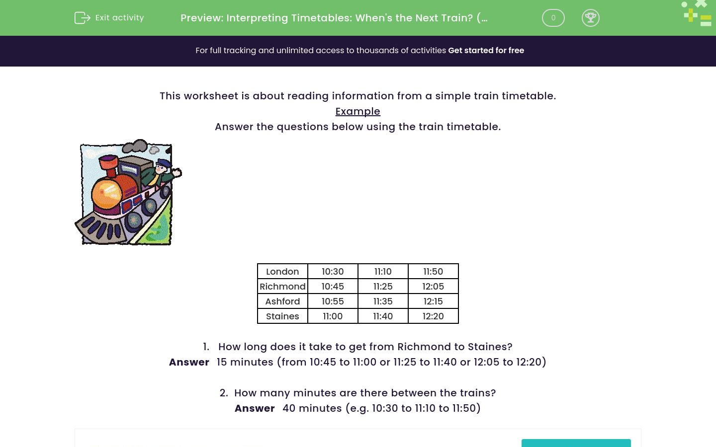 Understand How to Read Timetables Worksheet - EdPlace