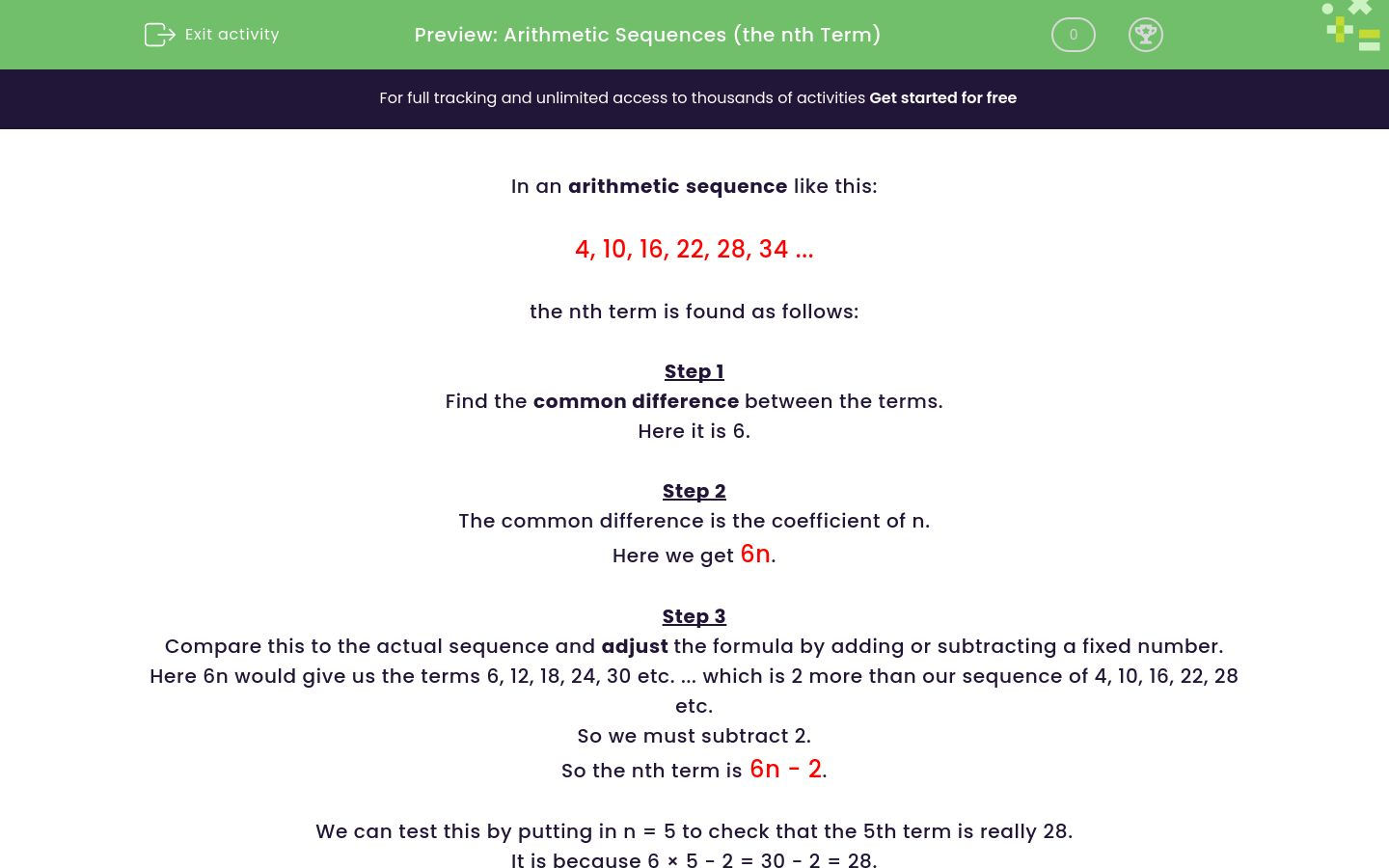 Find the nth Term in Arithmetic Sequences Worksheet - EdPlace