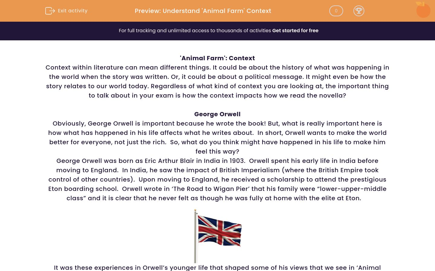 Understand 'Animal Farm' Context Worksheet - EdPlace