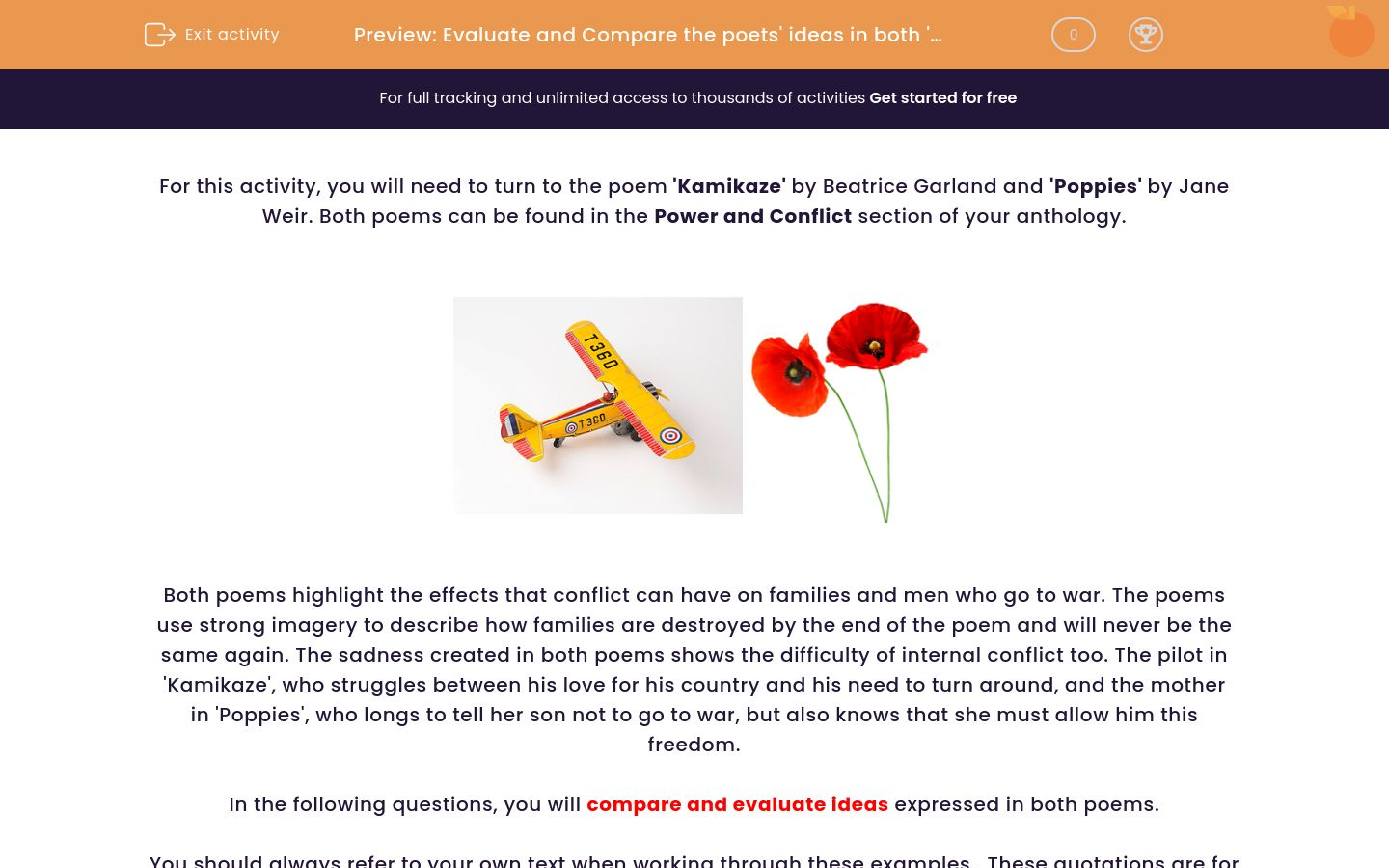 Evaluate and Compare the poets' ideas in both 'Kamikaze' by Beatrice ...